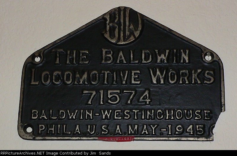 Builders plate offf CNW 1037